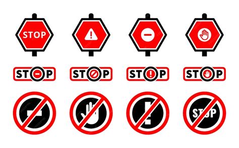 Premium Vector Stop Sign Icon Set Vector Illustration Stop Sign Icons