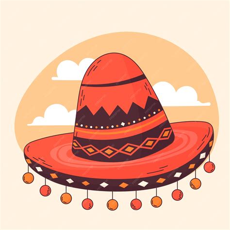 Dibujado A Mano Ilustración De Dibujos Animados De Sombrero Mexicano