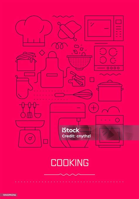 요리 관련 현대 라인 디자인 브로셔 포스터 전단지 프리젠 테이션 템플릿 벡터 일러스트 0명에 대한 스톡 벡터 아트 및 기타