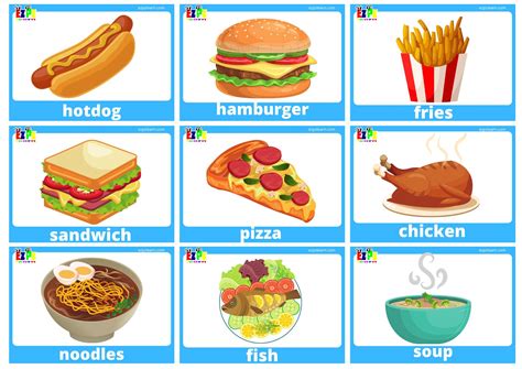 Food Flashcards With Words Use Online Or Download Free PDF File 17 Pages Ezpzlearn Com