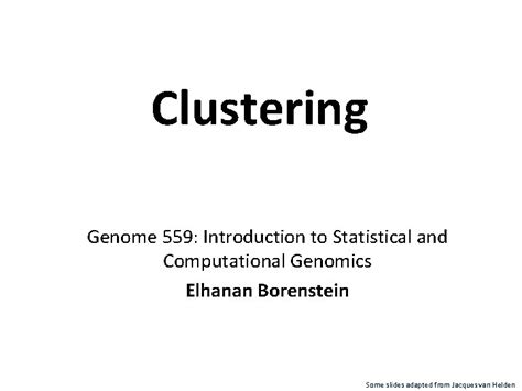 Clustering Genome 559 Introduction To Statistical And Computational