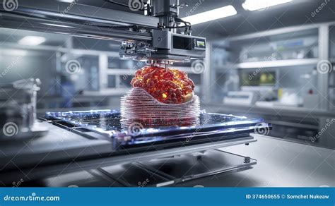 Close Up Of Bioprinter Process Layered Printing Of Organ Tissues For Realistic Formation Royalty