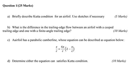 Solved A Briefly Describe Kutta Condition For An Airfoil