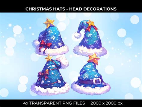 Blue Cute Vtuber Santa Hats Kawaii Christmas Discord Winter Snow