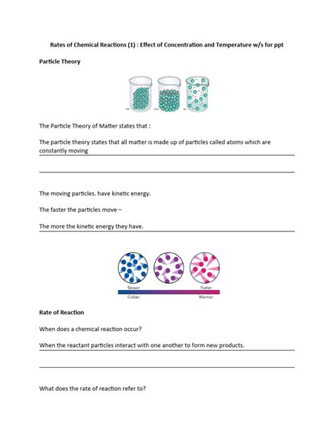 Rates Of Chemical Reactions 1 Effect Of Concentration And Temperature Ws For Pdf