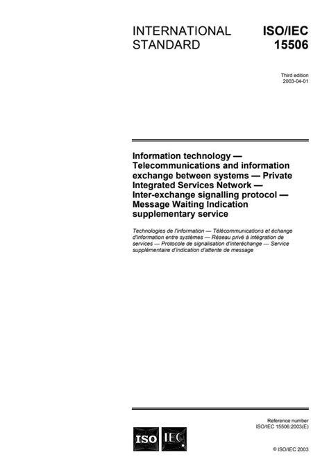 ISO IEC 15506 2003 Information Technology Telecommunications And Information Exchange Between