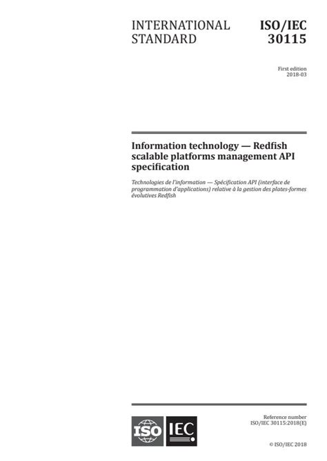 ISO IEC Information Technology Redfish Scalable Platforms Management API