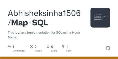 Github Abhisheksinha1506map Sql This Is A Java Implementation For Sql Using Hash Maps