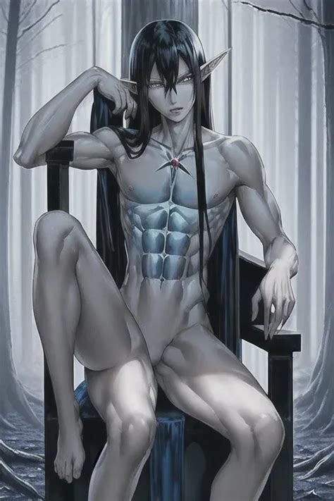 Dopamine Girl Anime Of Naked Half Elf Vampire Man Babe Beautiful Face Angular Jawline