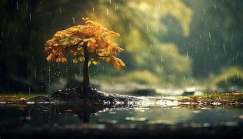 Premium Photo Water Splashing Rain Autumn Trees