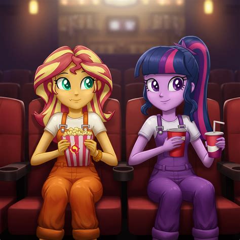 Sunset Shimmer And Twilight Sparkle At The Moiver By Nickisfun On
