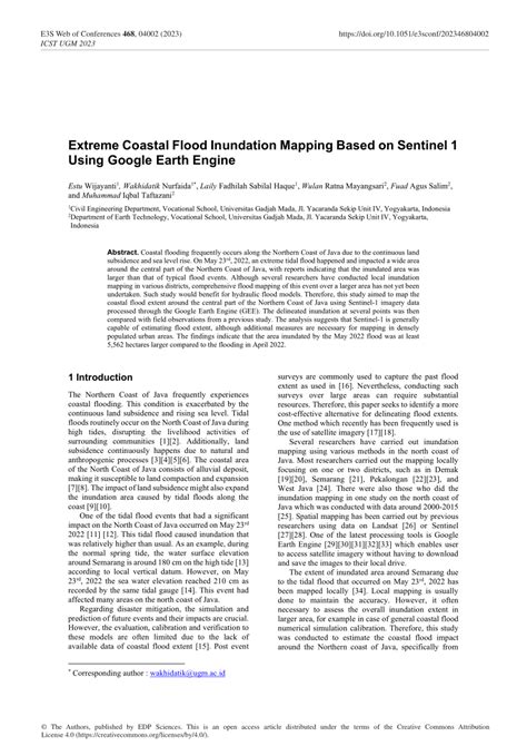 PDF Extreme Coastal Flood Inundation Mapping Based On Sentinel Using Google Earth Engine