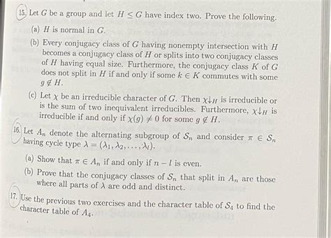 Solved Let G Be A Group And Let HG Have Index Two Chegg Com