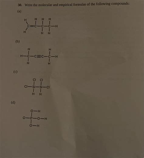 Write The Molecular And Empirical Formulas Of The Chegg Com