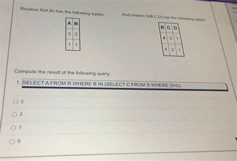 Solved Relation Rab Has The Following Tuples And