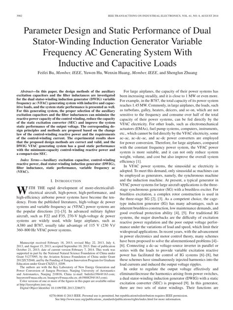 Pdf Parameter Design And Static Performance Of Dual Stator Winding Induction Generator