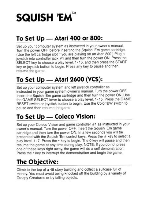 Atari 400 800 Xl Xe Squishem Scans Dump Download Screenshots Ads Videos Catalog