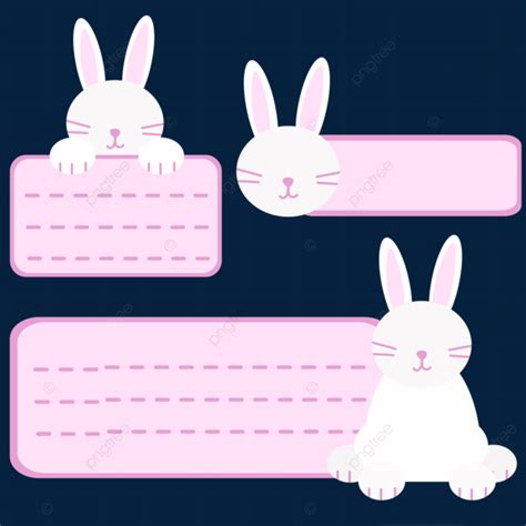 아이들을 위한 얼굴 없는 흰 토끼 이름표 학교 라벨 상표 이름표 토끼 Png 일러스트 및 Psd 이미지 무료 다운로드