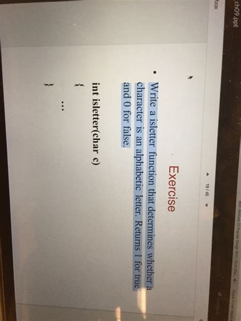 solved write a isletter function that determines whether a