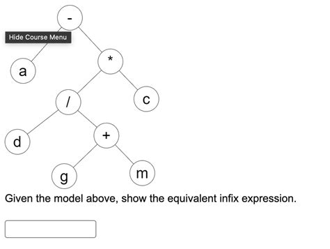 Solved Given The Model Above Show The Equivalent Infix