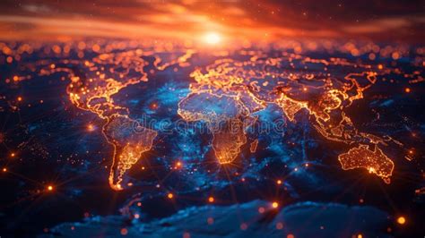 Abstract World Map Concept Of Global Network And Connectivity International Data Transfer And