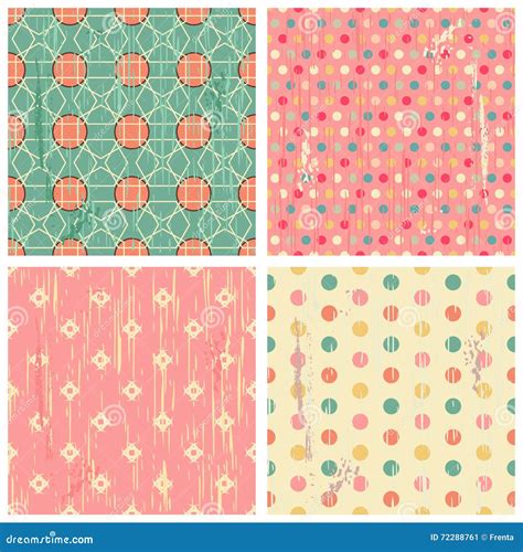 Collection Of Four Retro Different Vector Seamless Patterns Stock Vector Illustration Of