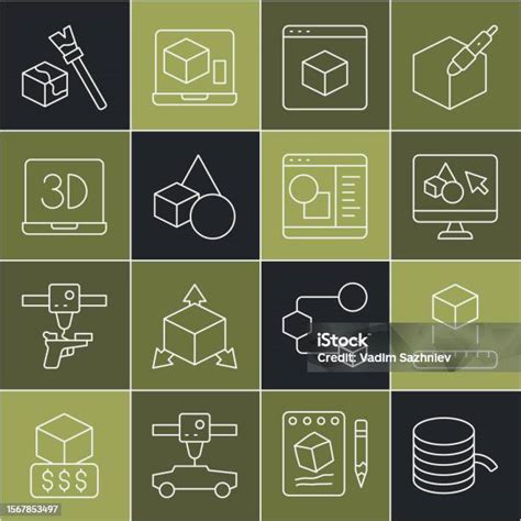 3d 프린터 아이소메트릭 큐브 소프트웨어 기본 기하학적 모양 및 아이콘용 라인 필라멘트를 설정합니다 벡터 3차원 형태에 대한 스톡 벡터 아트 및 기타 이미지 Istock