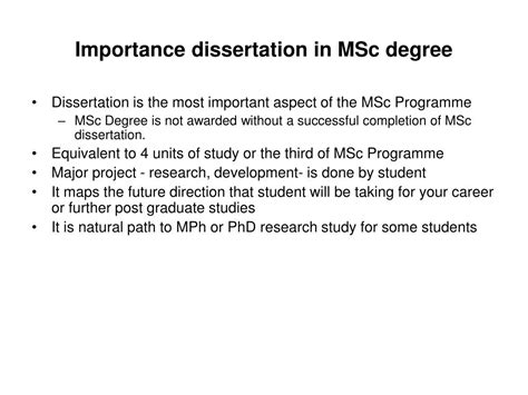 PPT MSc Dissertation Introduction PowerPoint Presentation Free Download ID