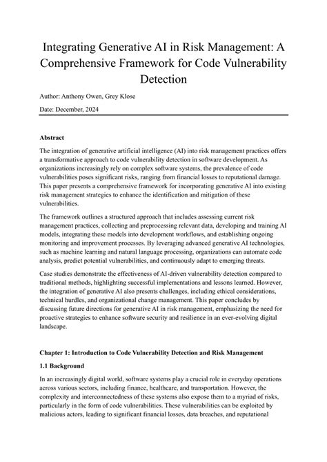 Pdf Integrating Generative Ai In Risk Management A Comprehensive Framework For Code