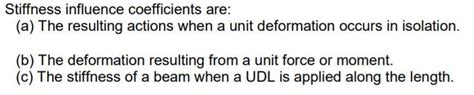 Solved Stiffness Influence Coefficients Are A The