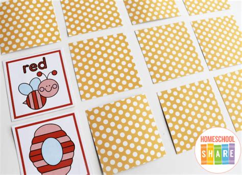 Bees And Hives Color Memory Game Printable Homeschool Share