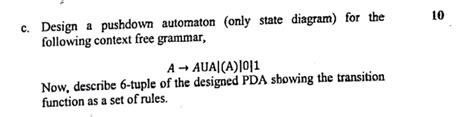 solved c design a pushdown automaton only state diagram