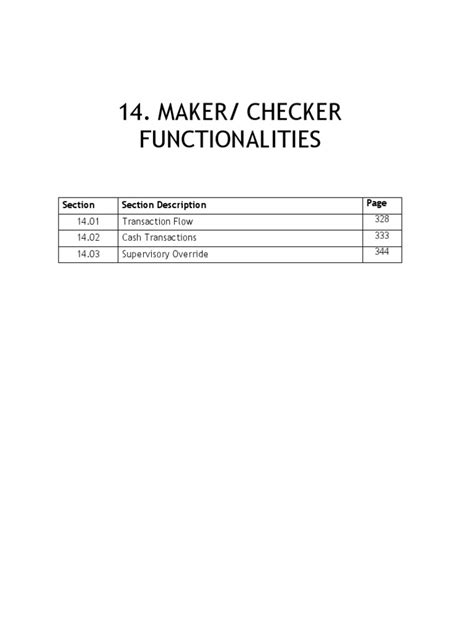 01 14 Maker Checker Functionalities Pdf Overdraft Computing