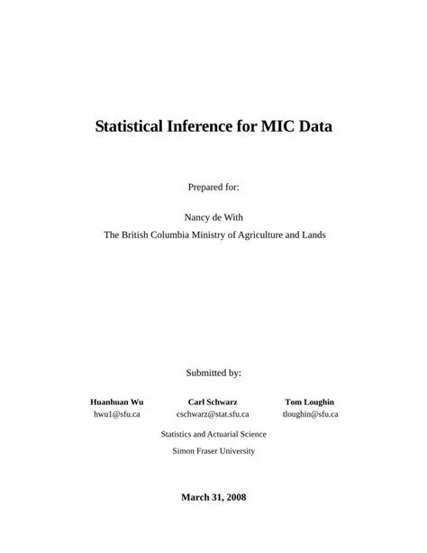 Pdf Statistical Inference For Mic Datapeople Stat Sfu Ca ~cschwarz Mysoftware Mic Paper Report