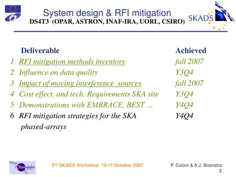 Ppt Outline Progress In Rfi Mitigation Methods Inventory System