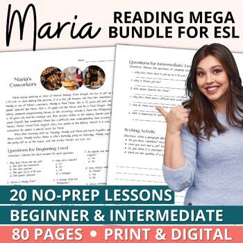 Adult ESL Reading Comprehension Passages With Questions Maria Mega Bundle