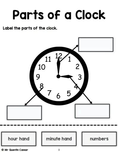 Label A Clock Worksheet