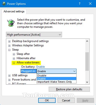 Wake Timers Enable Or Disable In Windows Windows Tutorials