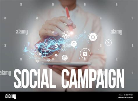 Conceptual Display Social Campaign Concept Meaning Use Social Media Platform To Improve Brand