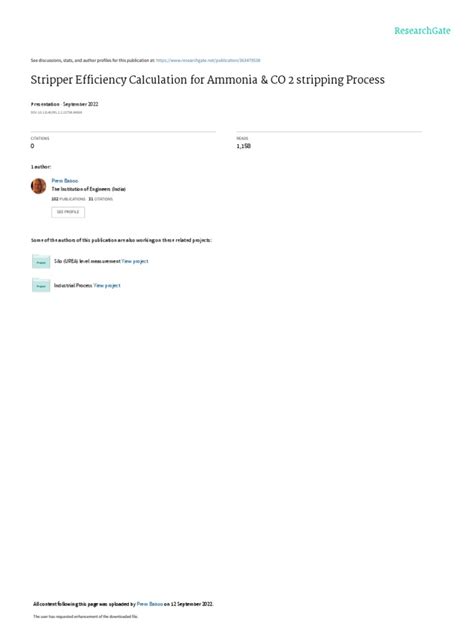 Stripper Efficiency Calculationfor Ammonia Co2 Stripping Process Pdf Urea Stainless Steel