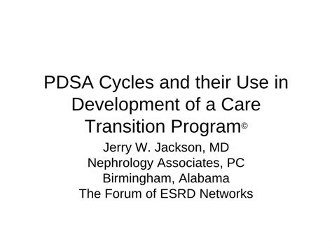 PDF PDSA Cycles And Their Use In Development Of A Care Transition PDSA Cycles And Their