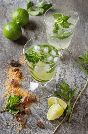 유리 탱크 모 히 토 그리고 칵테일 재료입니다 신선한 민트 임 0명에 대한 스톡 사진 및 기타 이미지 0명 감귤류 과일 녹색 Istock