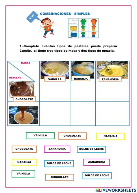 Combinaciones Simples Online Exercise Interactive Activities