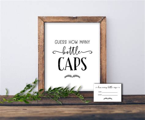 guess how many bottle caps sign instant download printable bridal