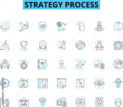 Strategy Process Linear Icons Set Planning Analysis Execution
