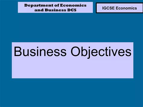 Rporate Objectives Igcse Ppt