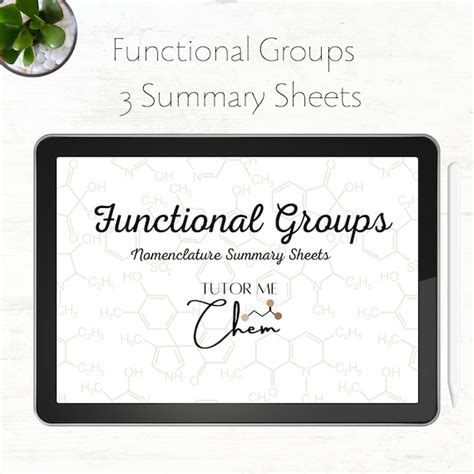 Functional Groups Summary Sheets Digital Notes Key Etsy