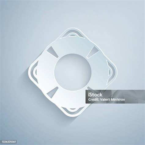 회색 배경에 격리 된 종이 컷 Lifebuoy 아이콘 구명벨트 기호 종이 아트 스타일 벡터 3차원 형태에 대한 스톡 벡터 아트 및 기타 이미지 Istock