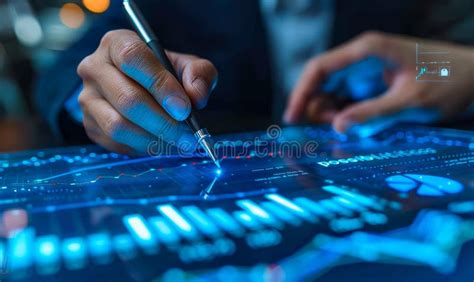 Businessman Using Stylus To Pointing On The Digital Tablet Screen With Business Graph And Social
