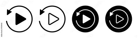 Play Button Set Icons Playback Button Signs Restart Video Audio